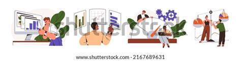 Benchmarking Concept Comparing Business Process Indicator Stock Vector
