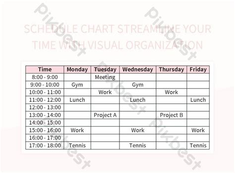 Schedule Chart Streamline Your Time With Visual Organization Excel Template Free Download
