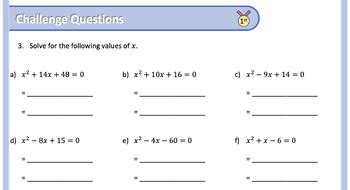 Algebra Solving Quadratic Equations Using The Null Factor Law Factorising