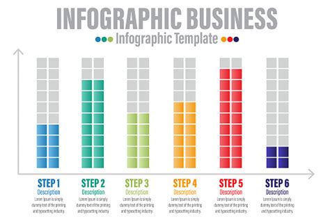 6 스텝 바 비즈니스 인포 그래픽 막대 차트 인포그래픽 템플릿입니다 추상적인 디지털 비즈니스 인포그래픽 워크 플로우 프로세스