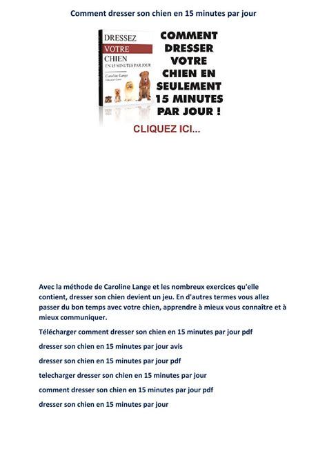 Télécharger comment dresser son chien en minutes par jour pdf livre avis gratuit ebook