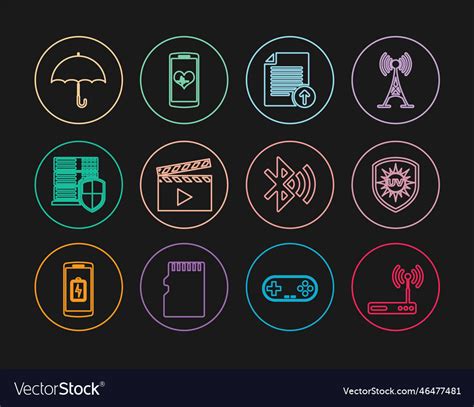 Set Line Router And Wi Fi Uv Protection Upload Vector Image
