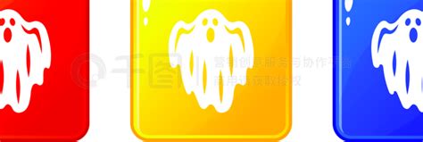 白色免抠元素万圣夜鬼魂象设置了在白色背景隔绝的汇集传染媒介6颜色万圣节鬼图标设置矢量颜色模板免费下载eps格式1500像素编号