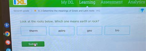 Solved My IXL 1 Learning Assessment Analytics Seventh Grade U 3