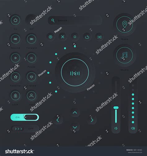 Dark User Interface Elements Mobile App Stock Vector Royalty Free 1881140365 Shutterstock