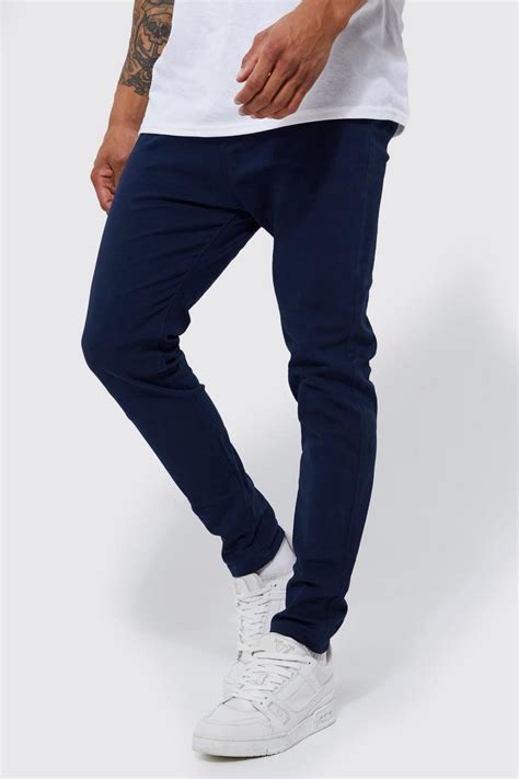 Mens Elastic Waist Skinny Stretch Chino Boohoo Uk