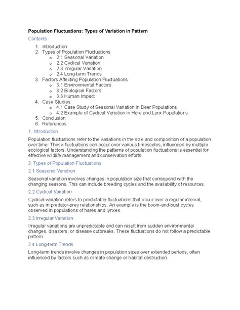 Population Fluctuations Introduction 2 Types Of Population