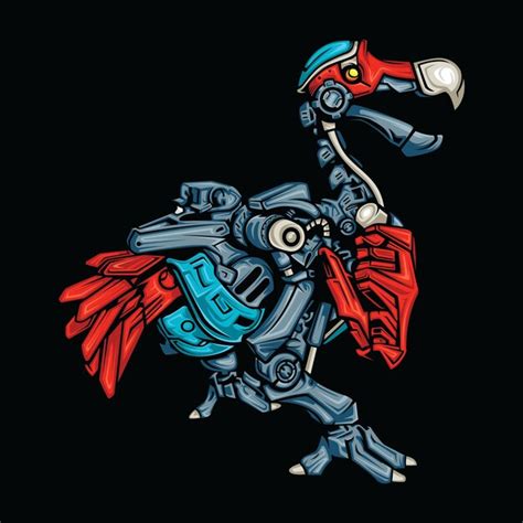 Vector Full Body Modern Bird With Combination With Robot Premium Vector