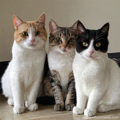 Three Feline Friends Stable Diffusion Online