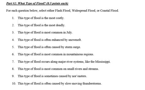 Solved For Each Question Below Select Either Flash Flood