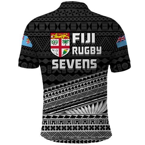 Fiji Sevens Rugby Fijian 7s Black Tapa Polynesian Art Polo Shirt Lt14