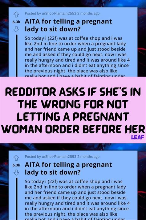Redditor Asks If She S In The Wrong For Not Letting A Pregnant Woman