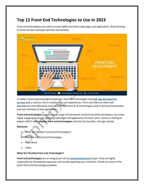 PPT Top 12 Front End Technologies To Use In 2023 PowerPoint