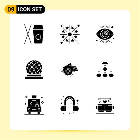 User Interface Pack Of 9 Basic Solid Glyphs Of Building Dome Eye City Building Editable Vector