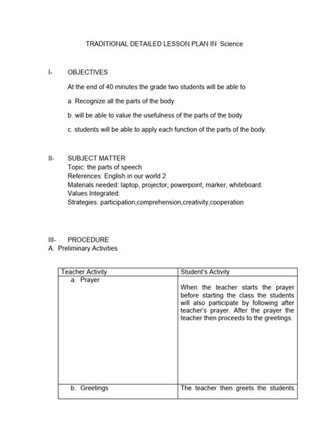 Science Lesson Plan Pdf Teachers Lesson Plan