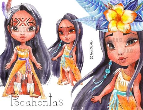 Pocahontas Clipart Princess Watercolor Clipart Party Etsy