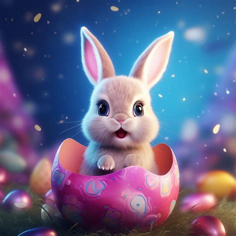 Premium Photo Illustration Of Cute Easter Bunny In The Easter Egg