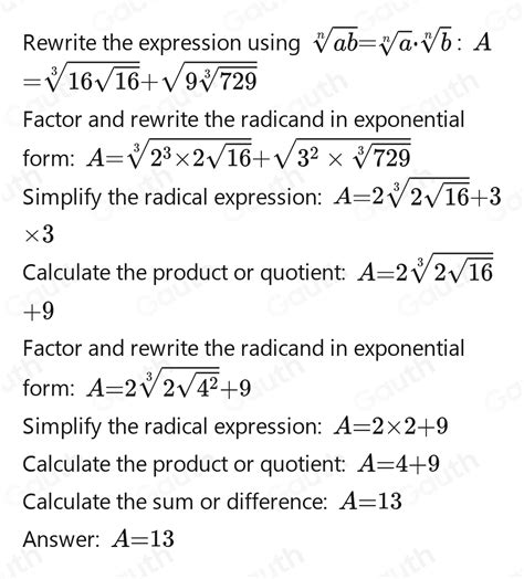 Solved A Sqrt[3] 16 Sqrt 16 Sqrt 9 Sqrt [3]729 [algebra]
