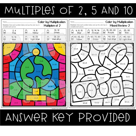 School Supplies Multiplication Color By Code Number No Prep Coloring