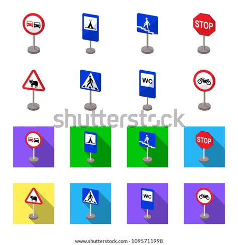 「different Types Road Signs Cartoonflat Icons」のベクター画像素材（ロイヤリティフリー