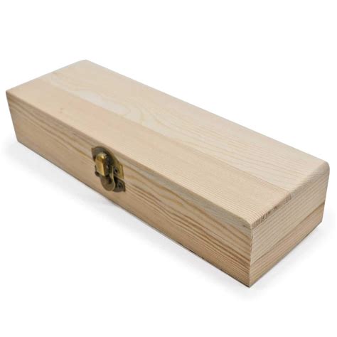 AVESON Plain Unfinished Wood Pencil Box With Locking Clasp