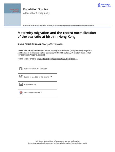 Pdf Impact Of Policies On Sex Ratio At Birth In Hk