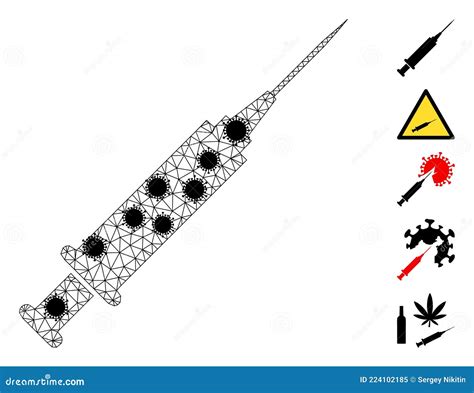 Syringe Polygonal Mesh Pictogram With Flu Nodes Stock Vector Illustration Of Drug Medical