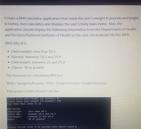 Solved Create A BMI Calculator Application That Reads The Chegg Com