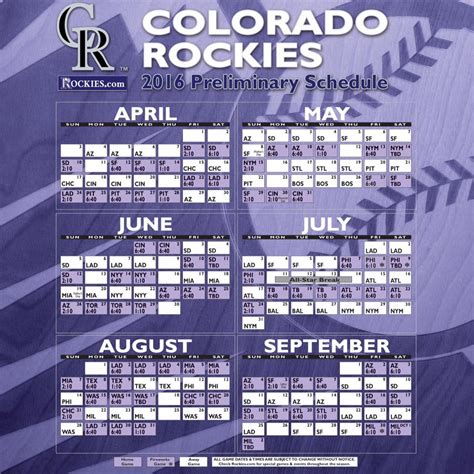 Rockies 2016 Schedule Released Fox31 Denver