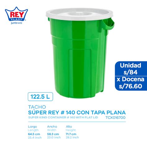 Tacho Super Rey 122 5l 140 Con Tapa Plana Fecusol
