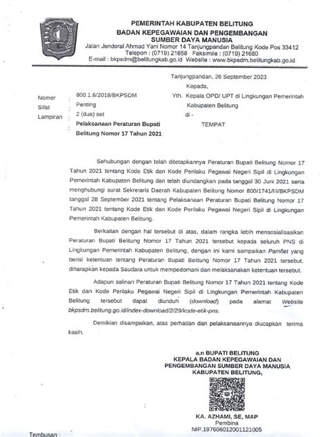Surat Ttg Kode Etik Pns Pdf
