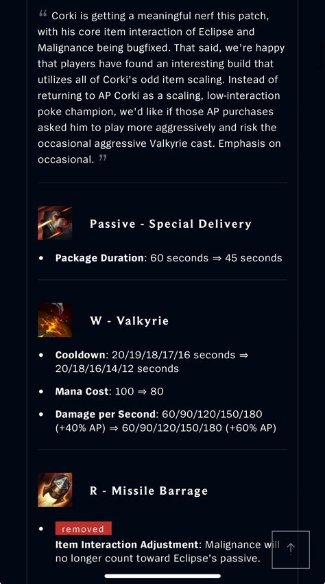 Corki Adjustments Nerfs R CorkiMains