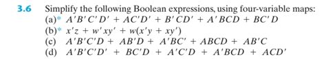 Solved Simplify The Following Boolean Expressions Using
