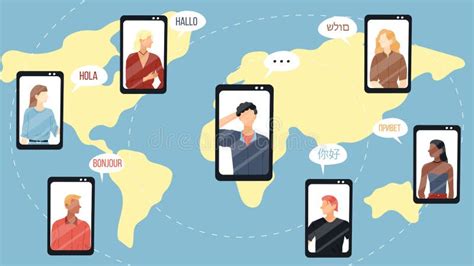 Modern Communication Concept People From Different Countries Around The World Communicate With