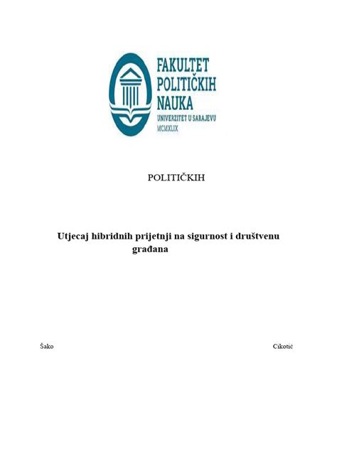 Utjecaj Hibridnih Prijetnji Na Sigurnost I Drustvenu Bezbjednost