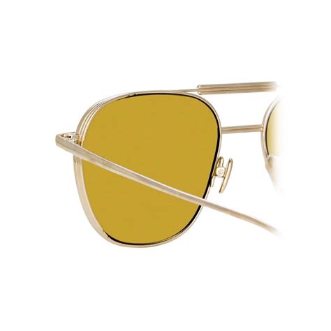 Linda Farrow Wilder Aviator Sunglasses In Yellow Gold LFL1014C2SUN