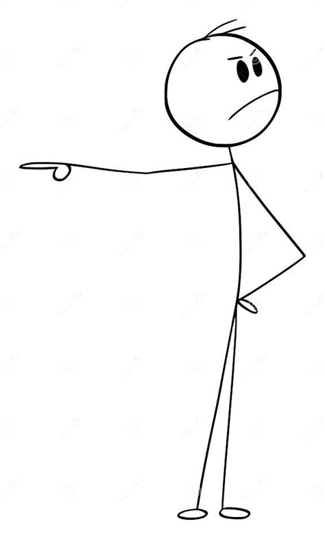 Angry Person Pointing At Something Vector Cartoon Stick Figure