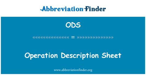 Ods Stands For Operation Description Sheet Abbreviation Finder