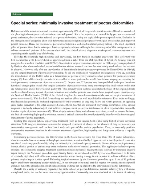 Pdf Special Series Minimally Invasive Treatment Of Pectus Deformities