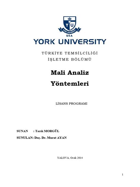 Mali Analiz Yontemleri Finansal Analiz Pdf