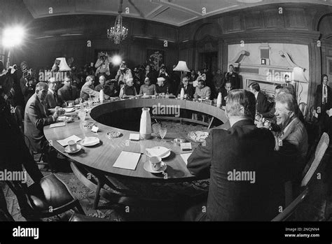 President Jimmy Carter Right And Other American Officials Meet With