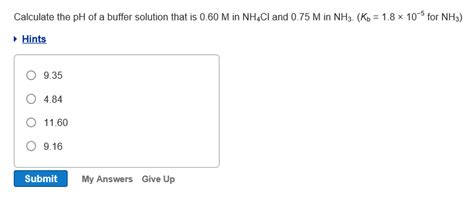 Solved Calculate The Ph Of A Buffer Solution That Is 060 M