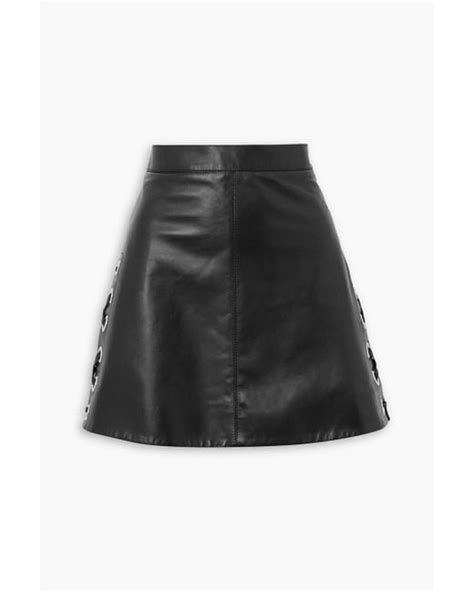 Chloé Lace Up Leather Mini Skirt In Black Lyst