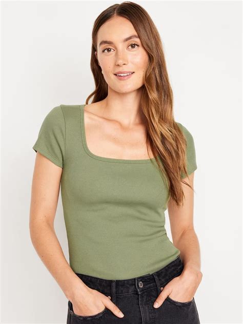 Womens Fitted Square Neck T Shirt Size M Square Neck Clothes