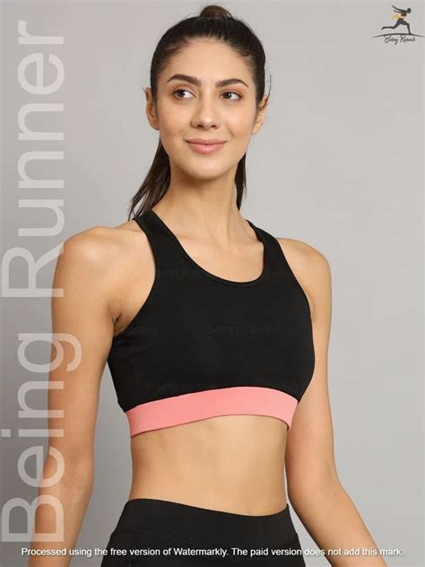 Lycra Spandex Mix Black With Pink Striped Women Sports Bra At ₹ 135