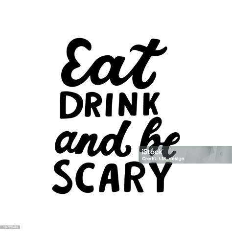 먹고 마시고 무서워 유머 할로윈 따옴표 포스터 인사말 카드 키즈 파티 티셔츠 프린트를 위한 핸드 레터링 할로윈 파티 31 10월