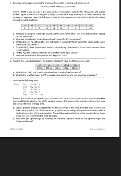 Solved Consider A Clock Cycle In Which The Processor Chegg Com