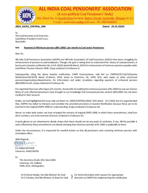 Aicpe Demands Payment Of Minimum Rs 1000 Per Month To Coal Sector
