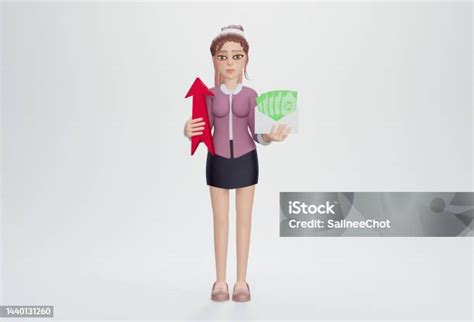 3d 렌더링 사무실 스타일의 옷을 입은 비즈니스 여성 돈이 든 봉투를 들고 있는 현대 여성 사업가 갈색 눈에 대한 스톡 사진 및 기타 이미지 Istock