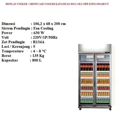 Jual Display Cooler Showcase 2 Pintu Gea Tipe Expo 800ah Cn Expo